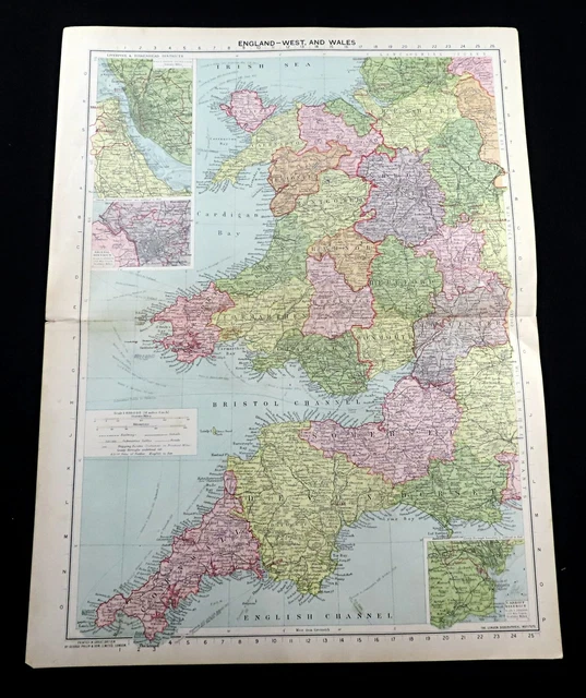 WW2 MAP ENGLAND Wales Liverpool Bristol Cardiff Wartime War Geography ...
