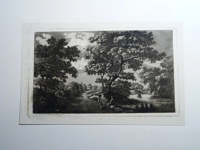 JOSEF HASLINGER XVIII-XIX RARE EAU FORTE PAYSAGE ANIME ALLEMAGNE ...