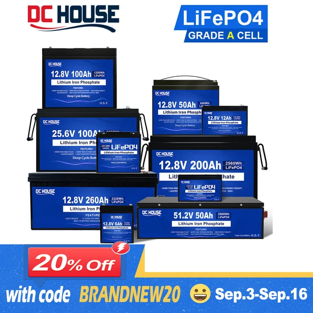 200AH 100AH 50AH 12V 24V 48V LiFePO4 Lithium Battery for Off Grid Solar ...
