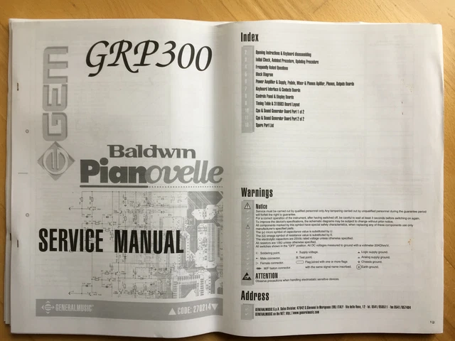 PIANO GRP300 SCHÉMA diagrammes schématiques Generalmusic GEM NEUF ...