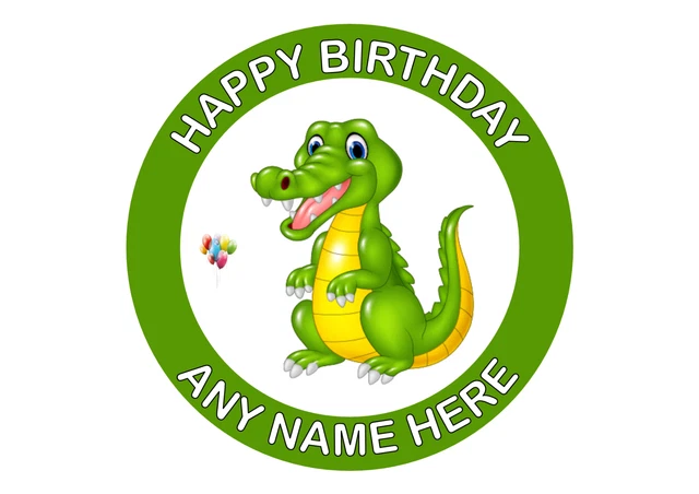 7.5& PERSONALISED CROCODILE Birthday Cake Topper Edible Icing/Rice ...