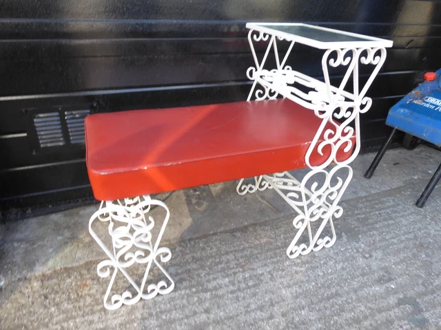 1960'S RETRO WROUGHT Iron/Glass Telephone Table with Vinyl Seat £99.99 ...