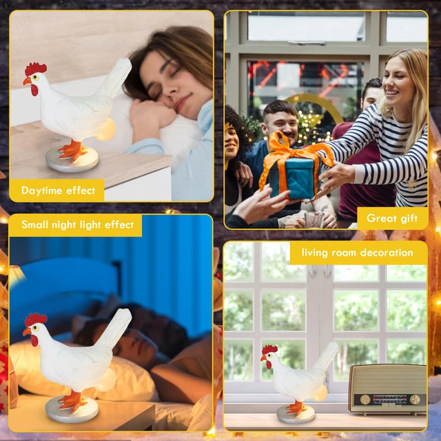 USB CHICK NIGHT Light Rechargeable Resin Chicken Desk Lamp Funny Home ...