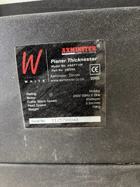 AXMINSTER PLANER THICKNESSER Model AWEPT106 £138.08 - PicClick UK