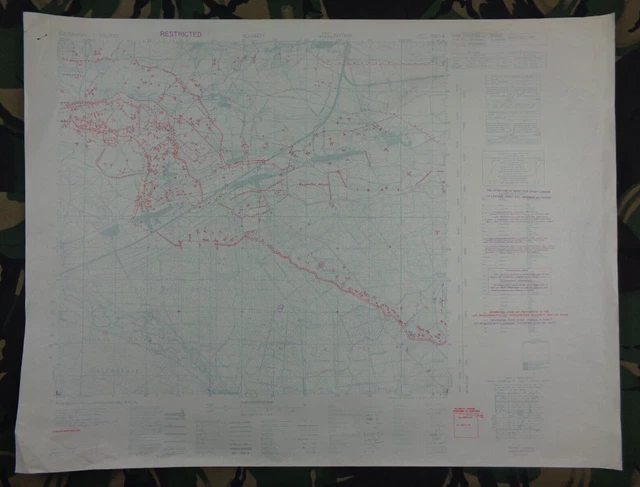 WW2 US MAP "SIEGFRIED LINE DEFENCE OVERPRINT" SCHAIDT, STEINFELD ...