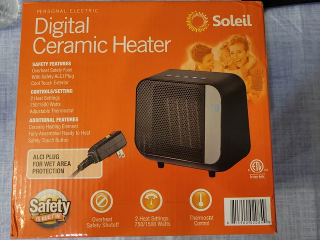 SOLEIL ELECTRIC DIGITAL Ceramic Heater 1500W Black Portable Compact ...