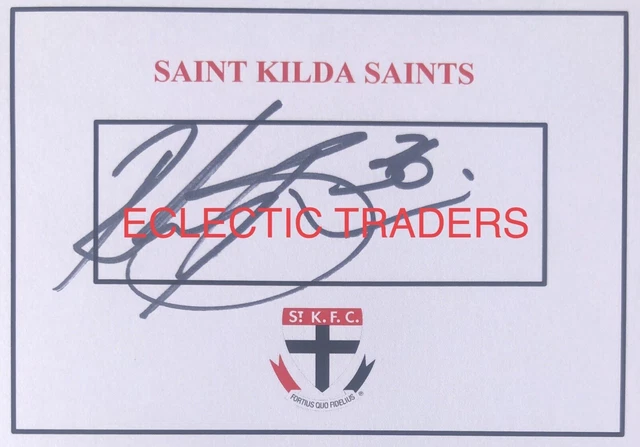 RILEY BONNER SIGNED St Kilda Saints Card. AFL Football. Steele Sinclair ...