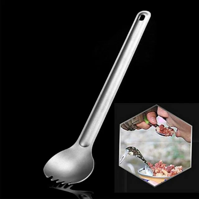 TITANIUM FORK LONG Handle Fork Outdoor Camping Spork Tableware Picnic ...