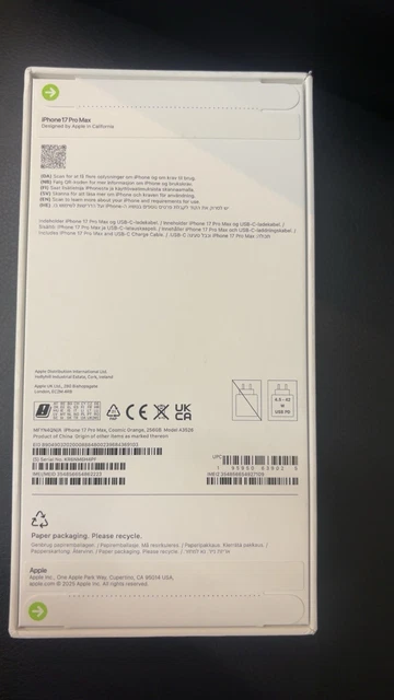 APPLE IPHONE 17 Pro Max 256GB - Cosmic Orange - Brand New Sealed £894. ...