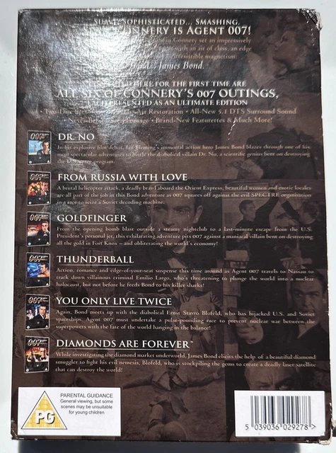 SEAN CONNERY 007 James Bond Ultimate Edition DVD Box Set 6 Films, 12 ...
