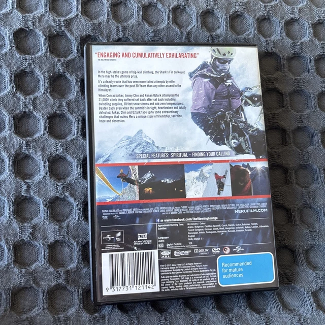 MERU DVD REGIONS 2 4 5 Jimmy chin Elizabeth Chai Vasarhelyi Climbing ...
