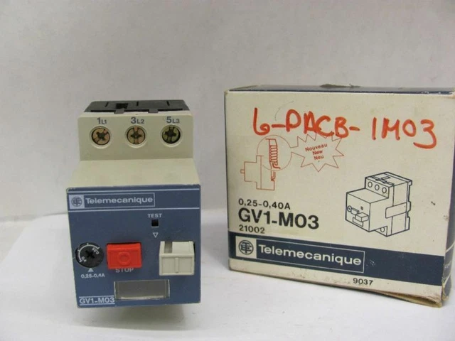 DISJONCTEUR TELEMECANIQUE GV1-M03 0,25-0,-4A 660V 50/60Hz NEUF EUR 34 ...