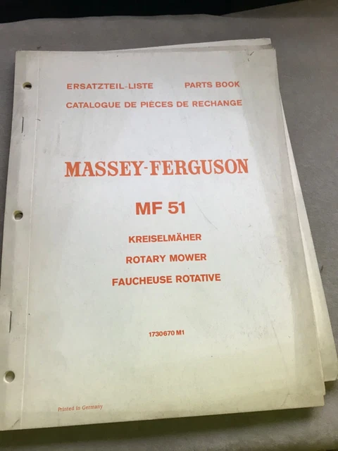 MASSEY FERGUSON ERSATZTEILLISTE MF 51 Kreiselmäher 1970 EUR 19,00 - PicClick DE