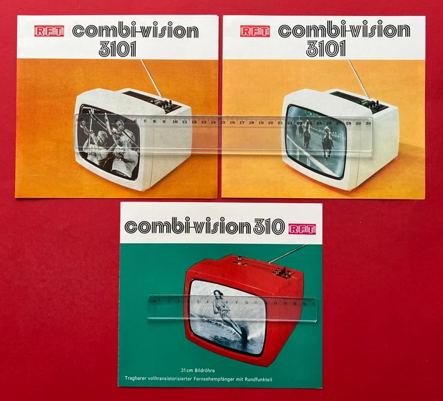 3 X DDR Reklame Prospekt RFT Robotron Radeberg 1976/77 Combi Vision ...