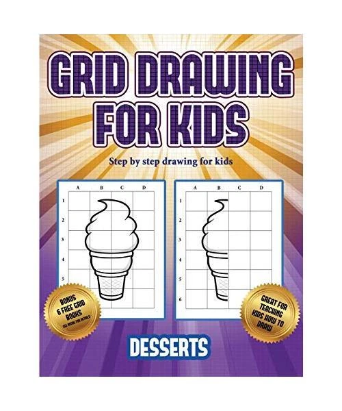 STEP BY STEP drawing for kids (Grid drawing for kids - Desserts): This ...