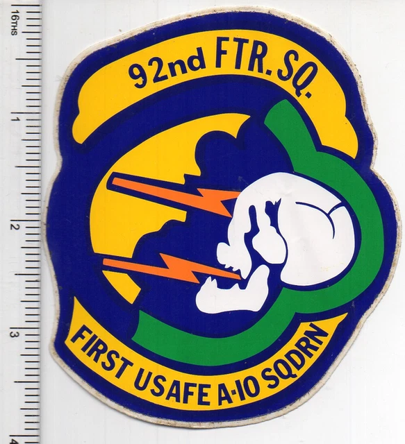 VINTAGE STICKER - USAFE 92nd FIGHTER SQUADRON 8 FIGHTER WING A-10 $1.30 ...
