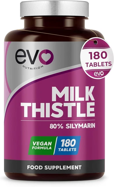 MILK THISTLE TABLETS | 80% Silymarin | 180 Tablets | Vegan Supplement ...