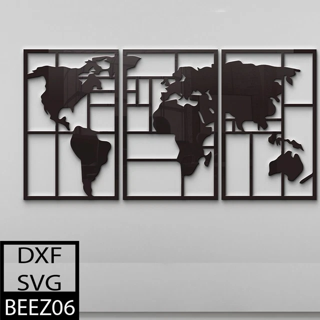 WORLD MAP CNC Plasma SVG Laser design cut file for Glowforge Cricut AI ...