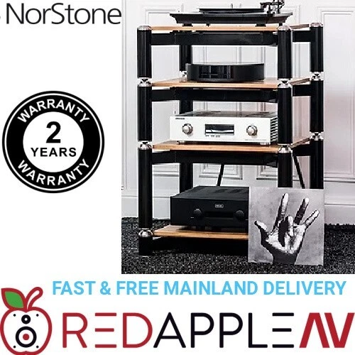 NORSTONE SPIDER 4 x Modular Units HiFi Rack Real Bamboo Wood Shelves £ ...