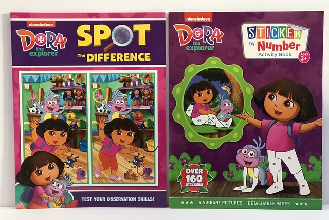 NEW LOT OF 2 Dora The Explorer Sticker by Number & Spot The Difference ...