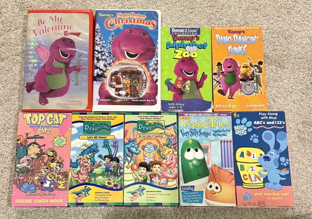 VINTAGE BARNEY VHS Lot (9) Plus Dragon Tales, Veggie Tales, Top Cat, Blues Clues $96.54 ...