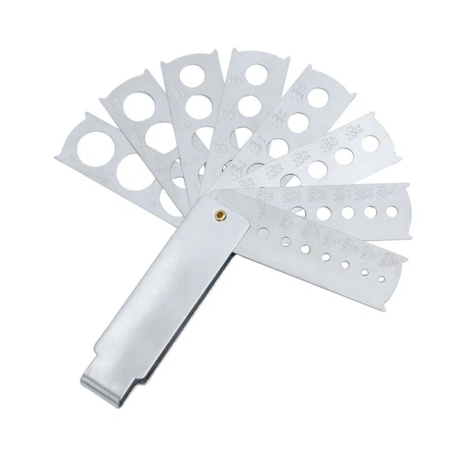 DIAMOND GEM GAUGE Stone Jewelry Measuring Tool Stainless Steel Folding ...