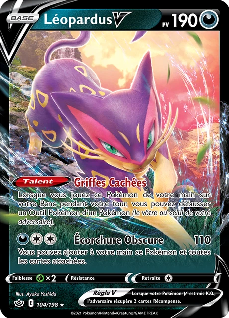 CARTE POKEMON EB06 fr 104/198 Léopardus V PV 190 - Obscurité - Holo EUR ...