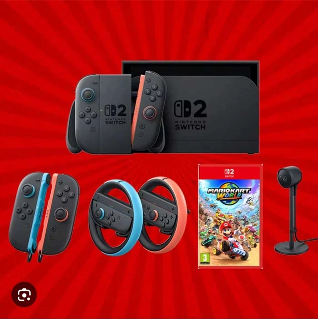 NINTENDO SWITCH 2 BUNDLE, Mario Kart, Two Controllers, Two Wheels ...