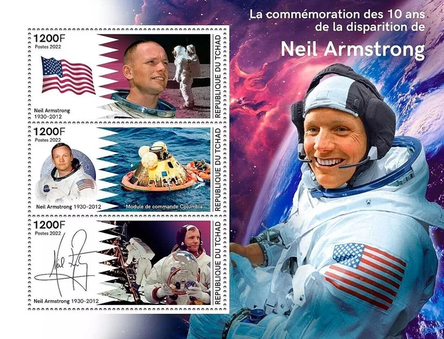 NASA ASTRONAUT NEIL ARMSTRONG 1st Man on Moon Space Stamp Sheet #2 ...