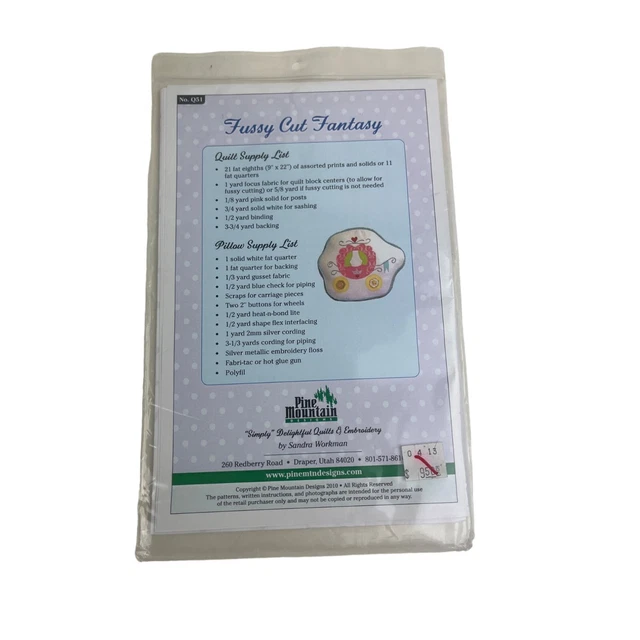 FUSSY CUT FANTASY Quilt Pattern Sandra Workman 59” x 69” Pine Mountain ...