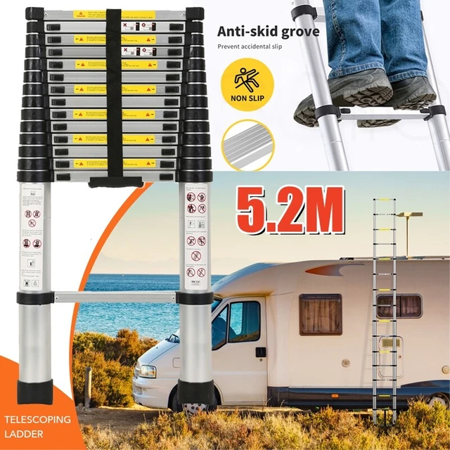 HEAVY DUTY 5.2M Telescopic Ladder Multi-Purpose Extendable Aluminium ...
