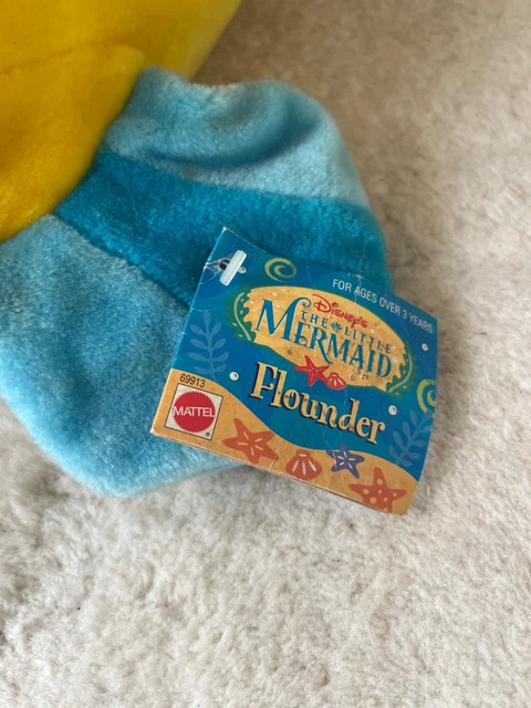 VINTAGE DISNEY 22& Rare TAGGED 1990’s Flounder Plush Soft Toy Little ...