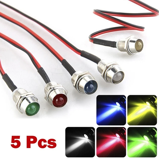 PREMIUM QUALITY 12V LED Dashboard Indicator Lights 6mm and 5 Color ...