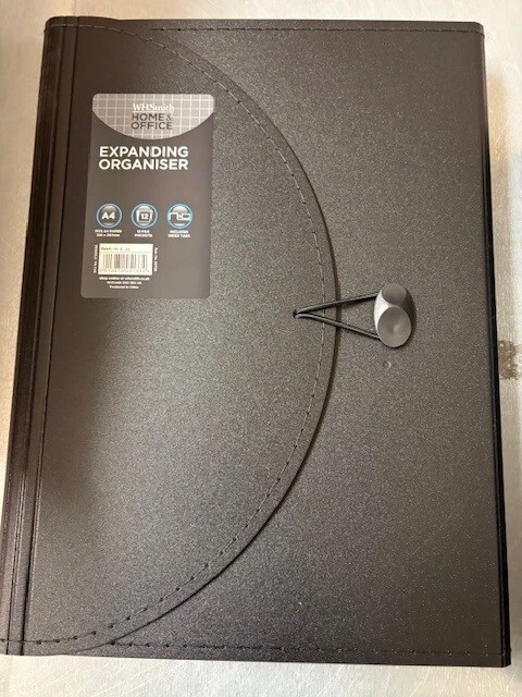 WH SMITH EXPANDING Organiser A4 Black/Grey Stitch £4.99 - PicClick UK
