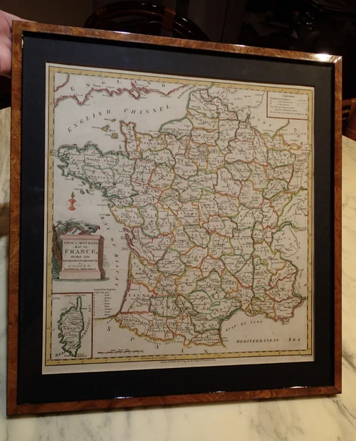 RARE 1794 CARTE de la FRANCE révolutionnaire anglaise départements ...
