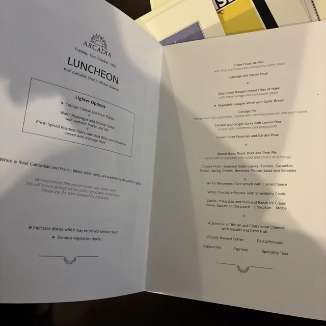 MERCHANT NAVY EPHEMERA P&O Arcadia menus x 10 (188) $22.08 - PicClick AU