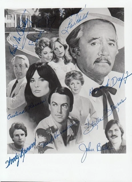 MORGAN FAIRCHILD & CAST - FLAMINGO ROAD - Orig 7" x 5" Facsimile SIGNED ...