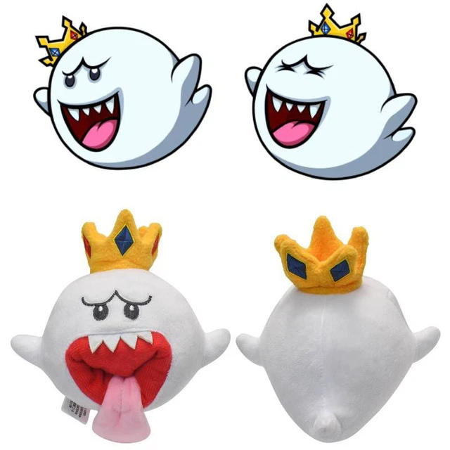 17CM KING BOO Super Mario Plush Toy Talk Shy Crown Phantom Funny ...