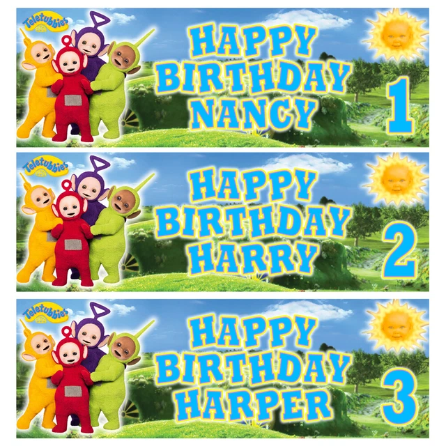 2 X TELETUBBIES Personalised Birthday Banner - Teletubbies Birthday ...