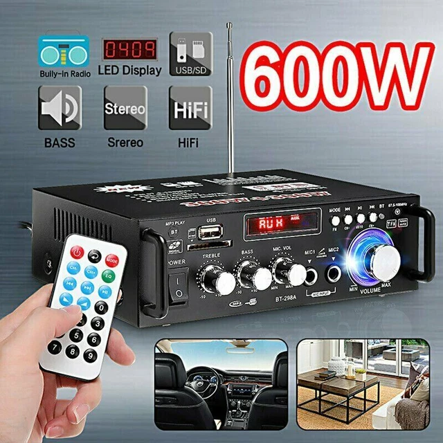 600W HIFI AMPLIFIER 220V Bluetooth Mini Power Amplifier USB SD AUX ...