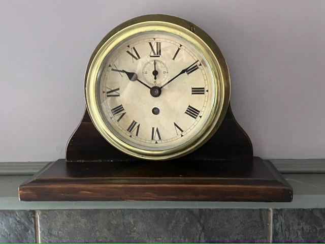 ANTIQUE BRITISH ELLIOTT Bulkhead / Ships Time Only 8Day Mechanical ...