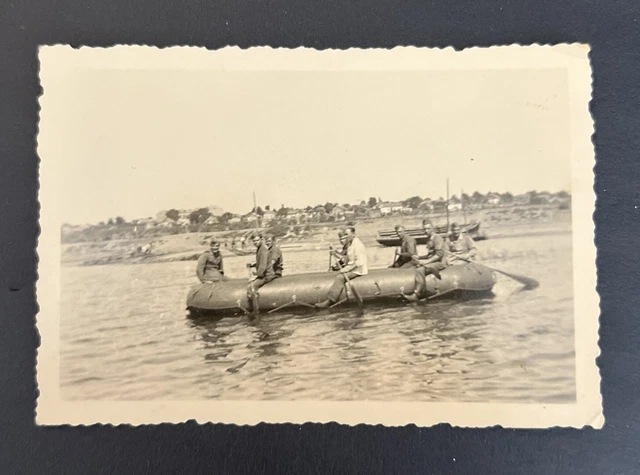 WEHRMACHT SOLDIERS ON Raft WW2 WWII German Third Reich Military War ...