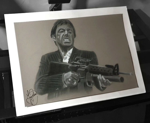 SCARFACE TONY MONTANA Al Pacino Pencil Hand Drawn Art Print Canvas ...