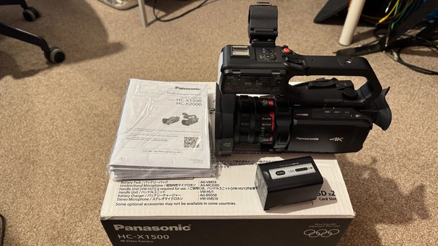 PANASONIC HC-X1500 WITH VW-HU1 audio handle (HC-X2000) original box ...