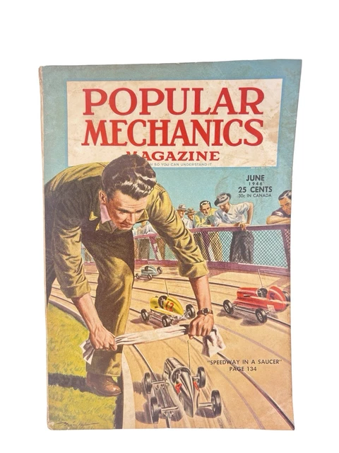 VINTAGE POPULAR MECHANICS Magazine June 1946 Thimble Drome Race Cars ...