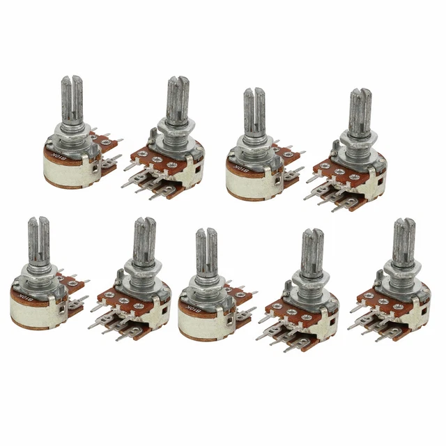 9 PCS 10K ohm 6 Terminal Split Shaft Rotary Linear Dual Taper ...