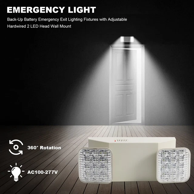 EMERGENCY LIGHT, BACK- Battery Emergency Exit Lighting Fixtures ...
