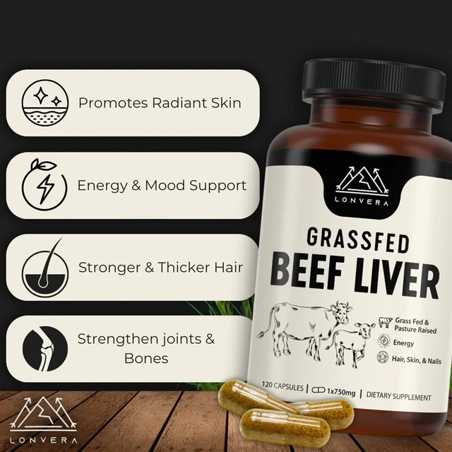 LONVERA GRASS FED Beef Liver Capsules | Dessicated Liver Supplement ...