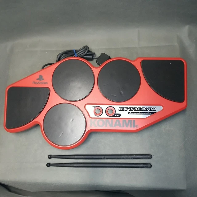 KONAMI RU021 DRUMMANIA Drum Mania Controller w/ Stick Playstation 2 PS2 ...