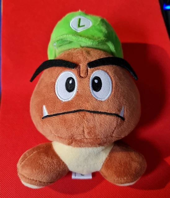 SUPER MARIO GOOMBA Wearing Luigi Hat Plush 7'' Sanei Rare Official ...